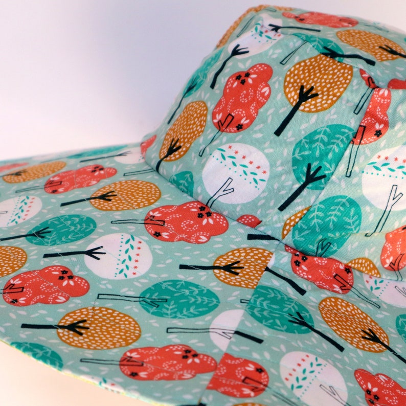 Wide Brim Reversible Sun Hat - Floral / Woodland Trees - Etsy