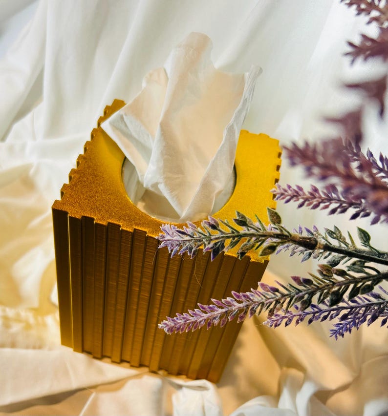 Square Tissue Box Cover, Gold Color, Covers Kleenex and Puffs Square ...