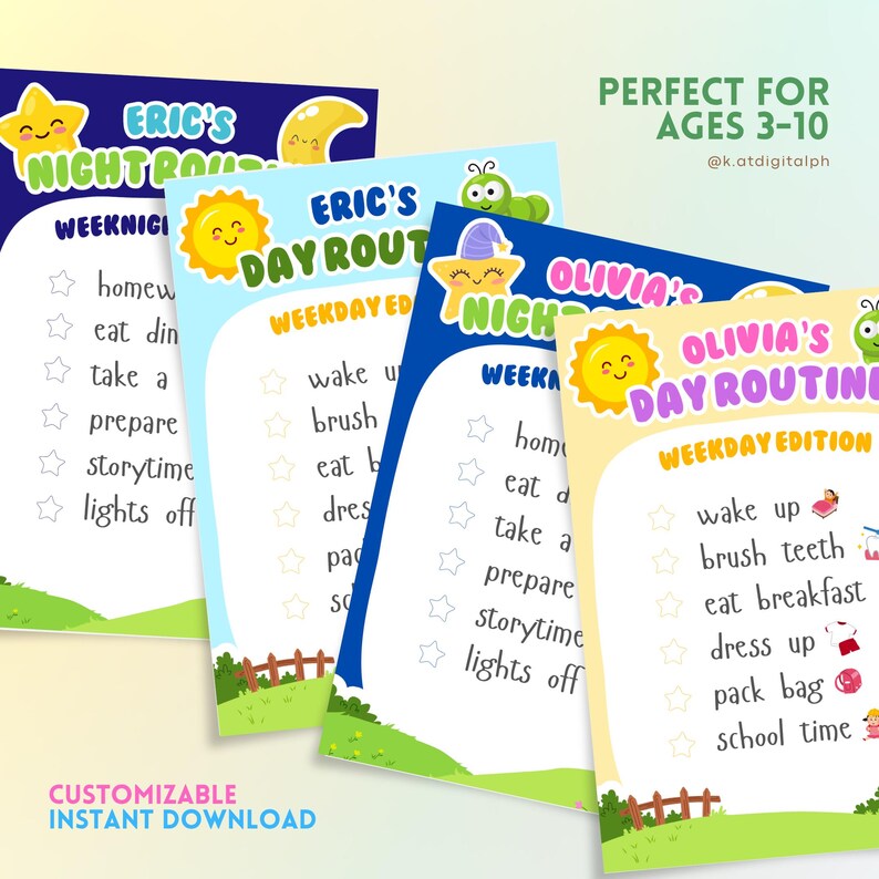 Editable Daily Routine Chart for Kids | Weekday Visual Schedule for ...