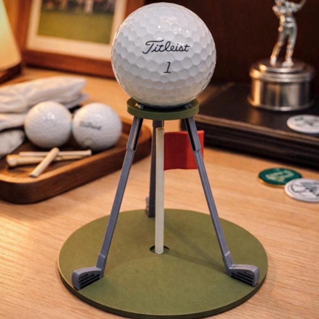 3D Printed Golf Ball Display Stand With Mini Flag Hole-in-one Trophy ...