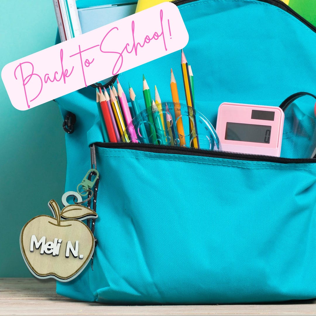 Personalized Apple Name Tag, Kids Backpack Tag, Teacher Gift - Etsy