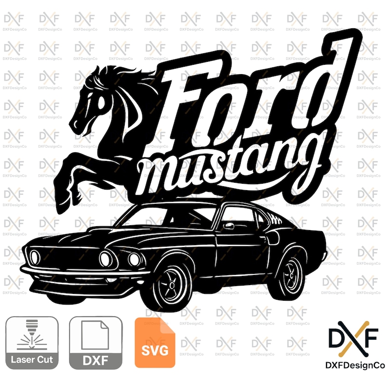 1969 Mustang Fastback Silhouette Wall Art | DXF & SVG Classic Muscle ...