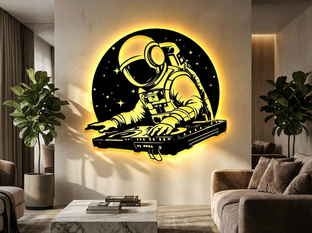 Astronaut DJ Wall Art Dxf Svg | Space DJ Silhouette | Laser Cut CNC ...