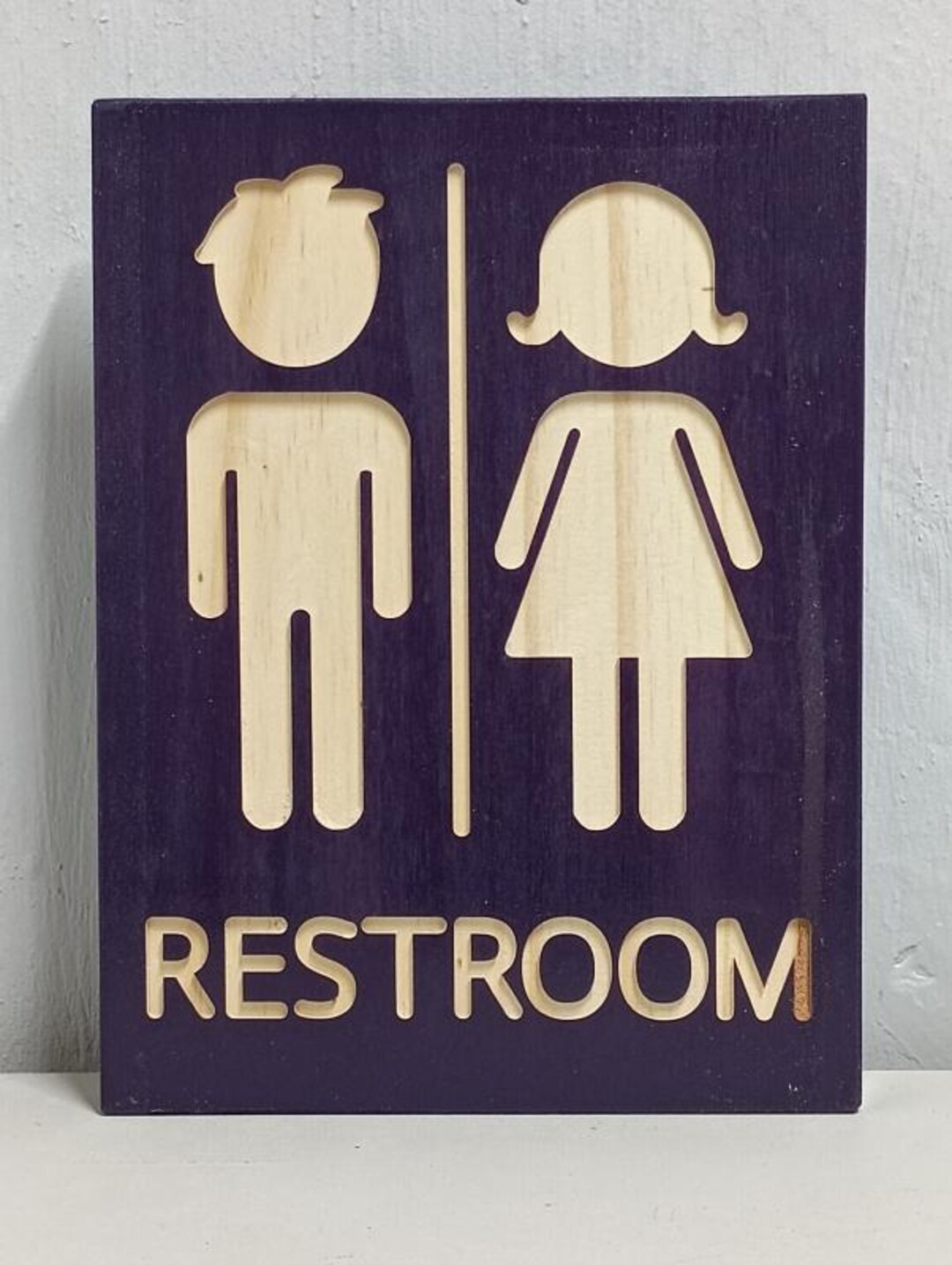 Wood Boy and Girl Restroom Sign: Purple School Decor - Etsy