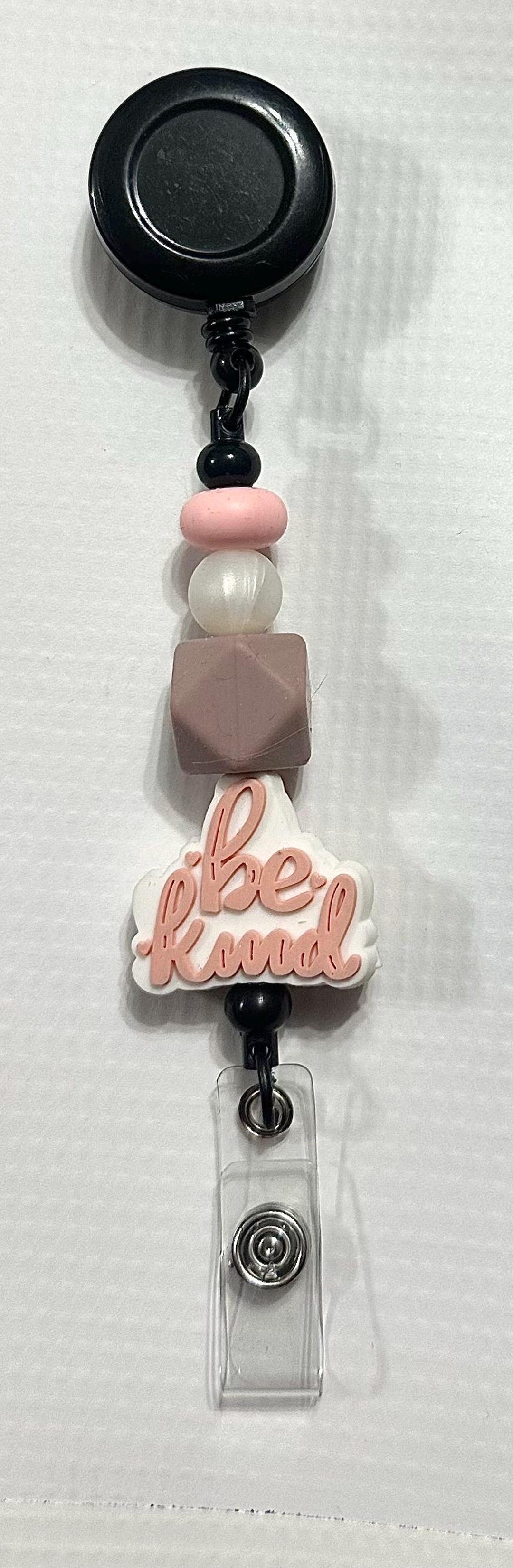 Mauve, White, and Light Pink Be Kind Retractable Badge - Etsy