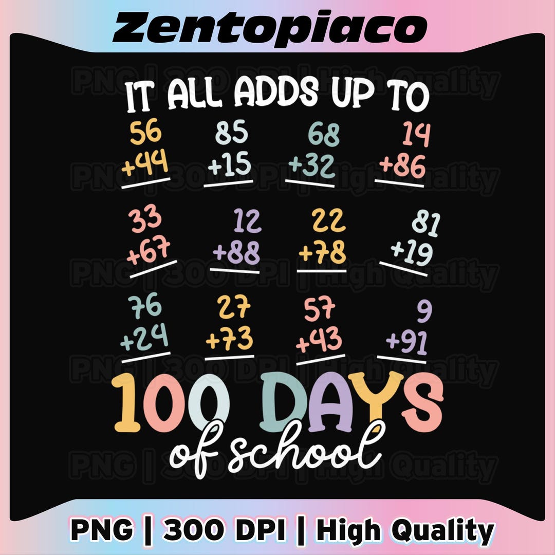 100th Day of School Math Teacher Kids 100 Days of School Png, Math 100 ...