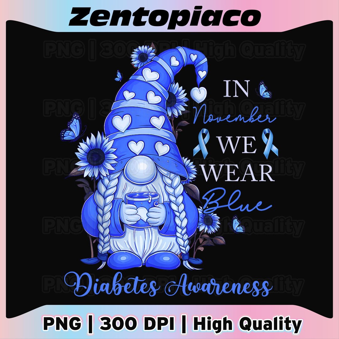 In November We Wear Ribbon Blue Diabetes Awareness Png, Diabetes ...