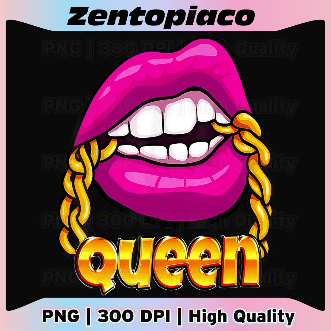 Melanin Juicy Lips Gold Chain Hot Pink Bubblegum Black Queen Png, Black ...