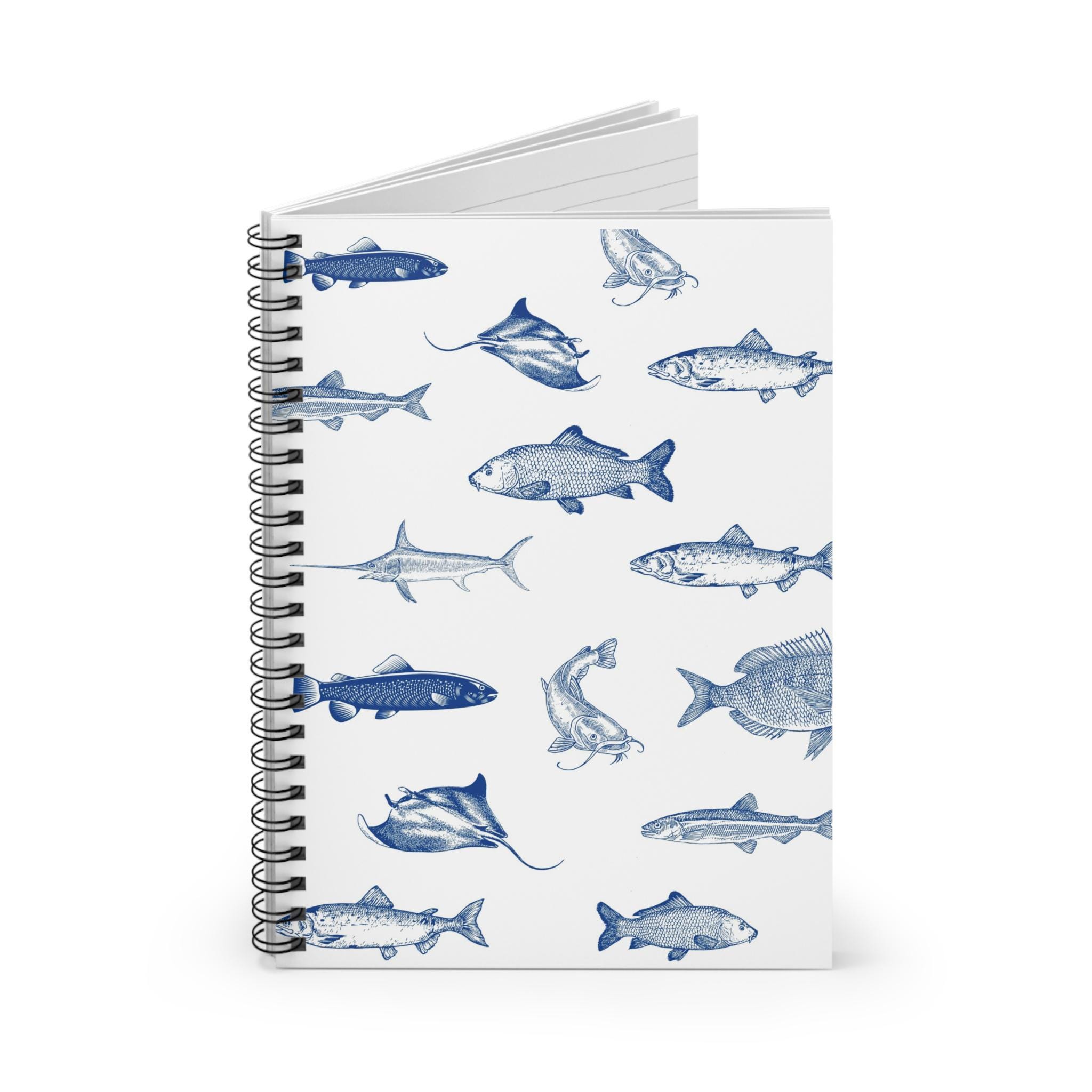 Minimalistic Fish Spiral Notebook - Sea Life Design, Notebook, Journal ...
