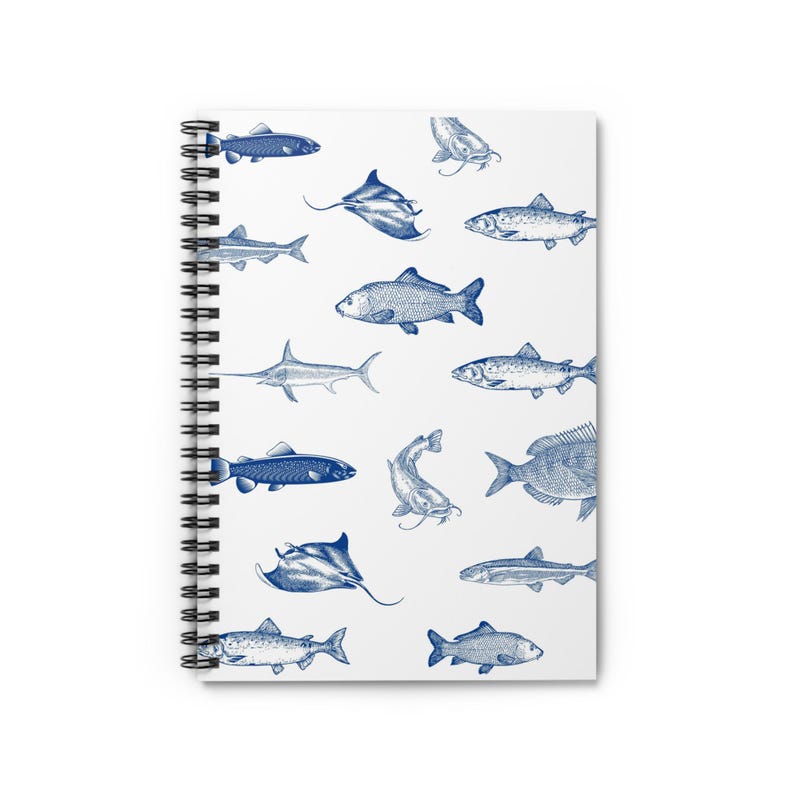 Minimalistic Fish Spiral Notebook - Sea Life Design, Notebook, Journal ...