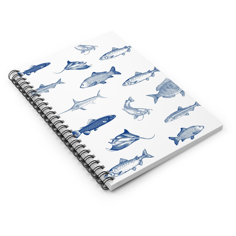 Minimalistic Fish Spiral Notebook - Sea Life Design, Notebook, Journal ...