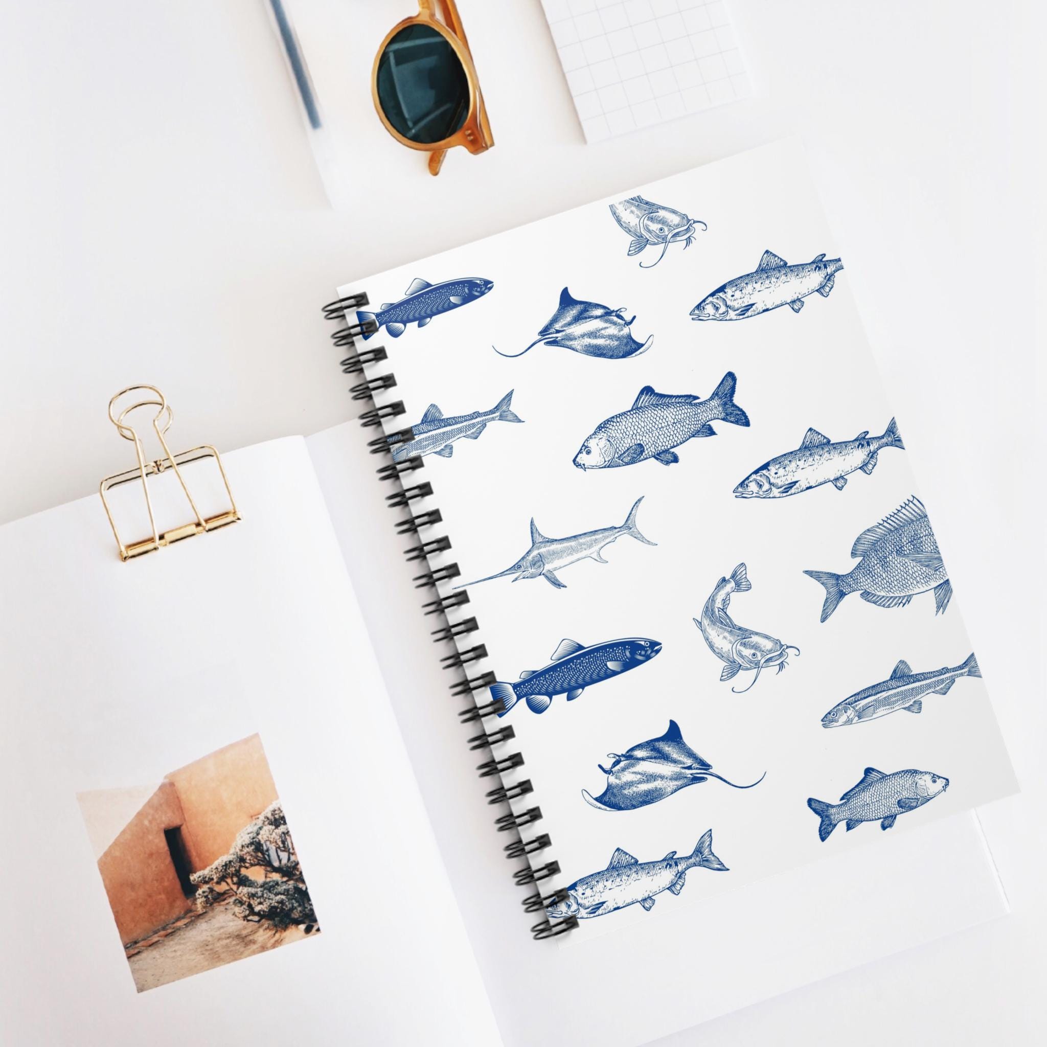 Minimalistic Fish Spiral Notebook - Sea Life Design, Notebook, Journal ...