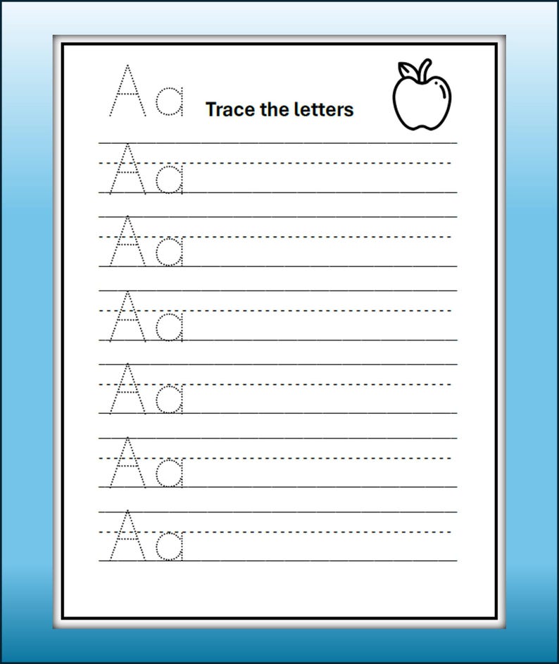 Alphabet Tracing Worksheet, Preschool Letter Practice (PDF) - Etsy