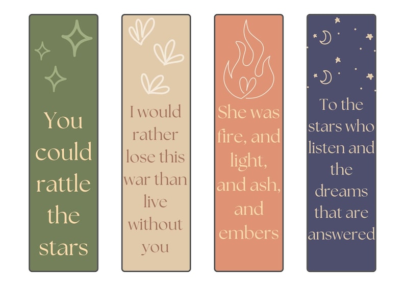 Booktok Quote Bookmark Set | Printable + Editable Canva Template ...