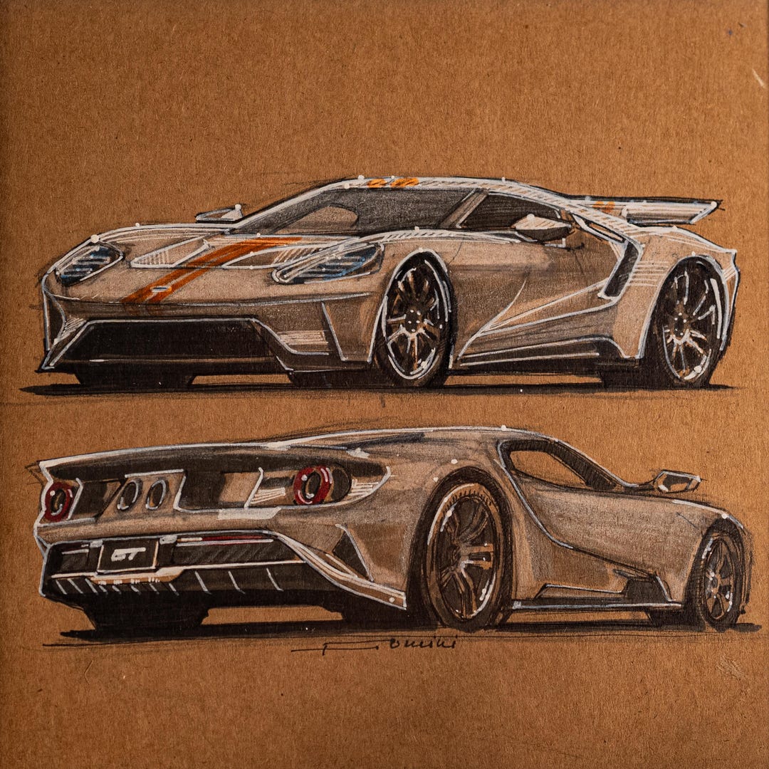 Ford GT - Custom Art (hand - Drawn) - Etsy
