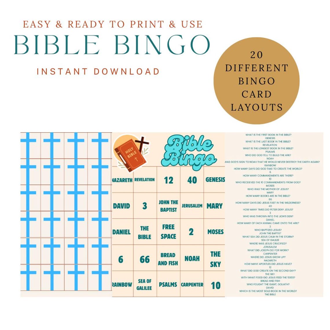 Printable Bible Bingo for Children | Fun Christian Game for Church or ...