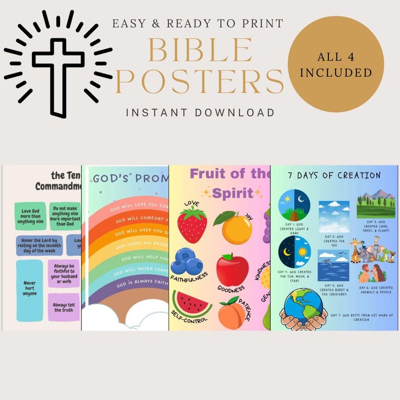 Bible Posters for Kids – Christian Wall Art Bundle | Gods Promises ...
