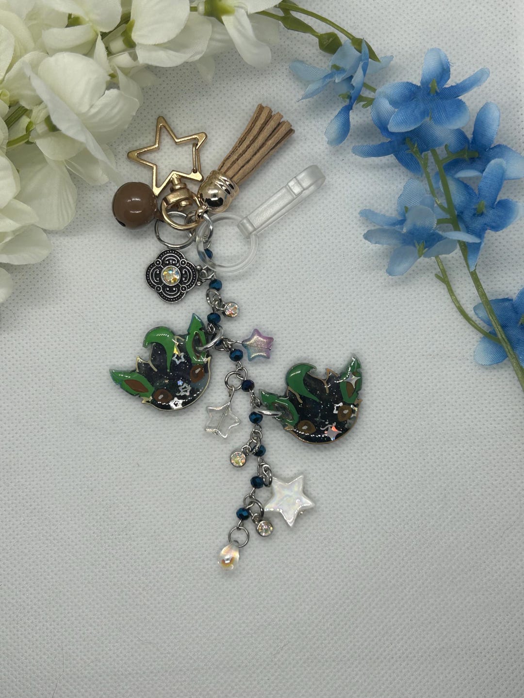 Galaxy Themed Leafeon Charm Keychain - Etsy