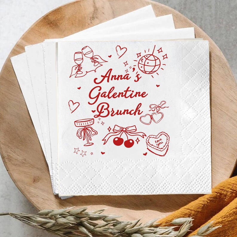 Personalized Galentine Napkins, Custom Galentine Brunch Cocktail ...