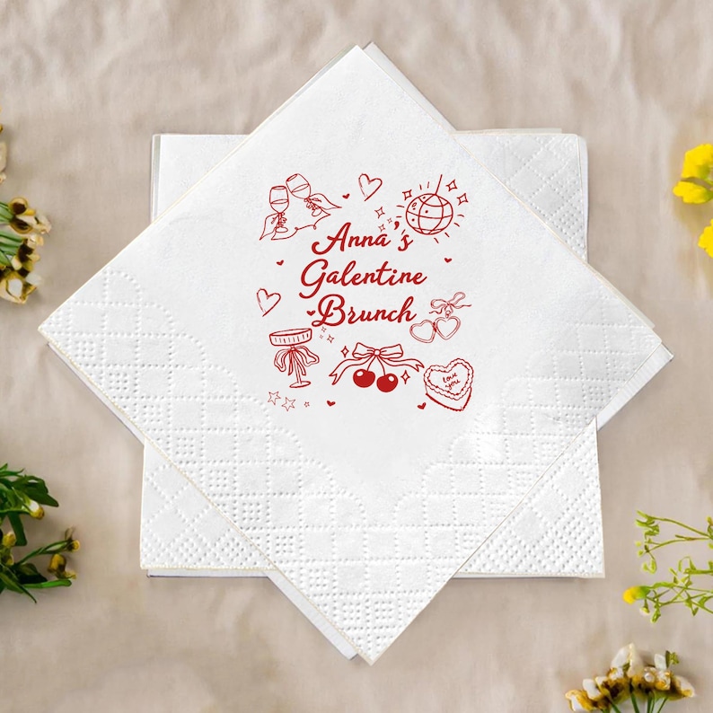 Personalized Galentine Napkins, Custom Galentine Brunch Cocktail ...