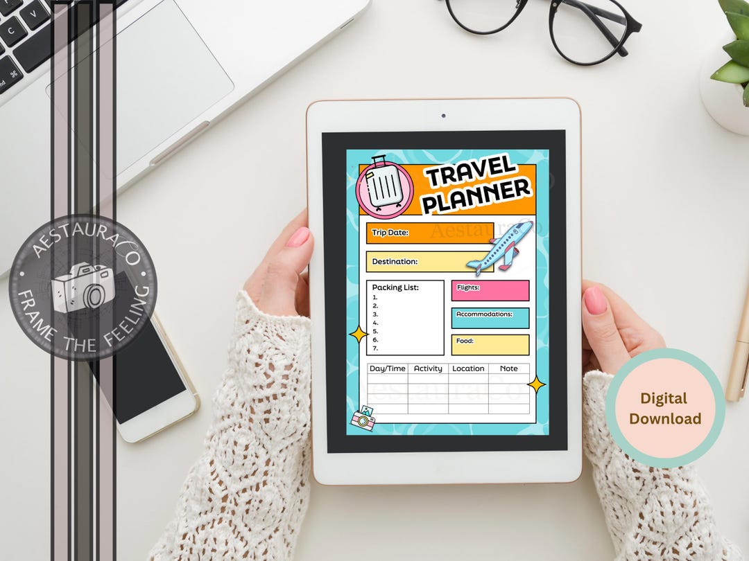 Travel Planner Printable PDF, One Page Travel Itinerary Template ...