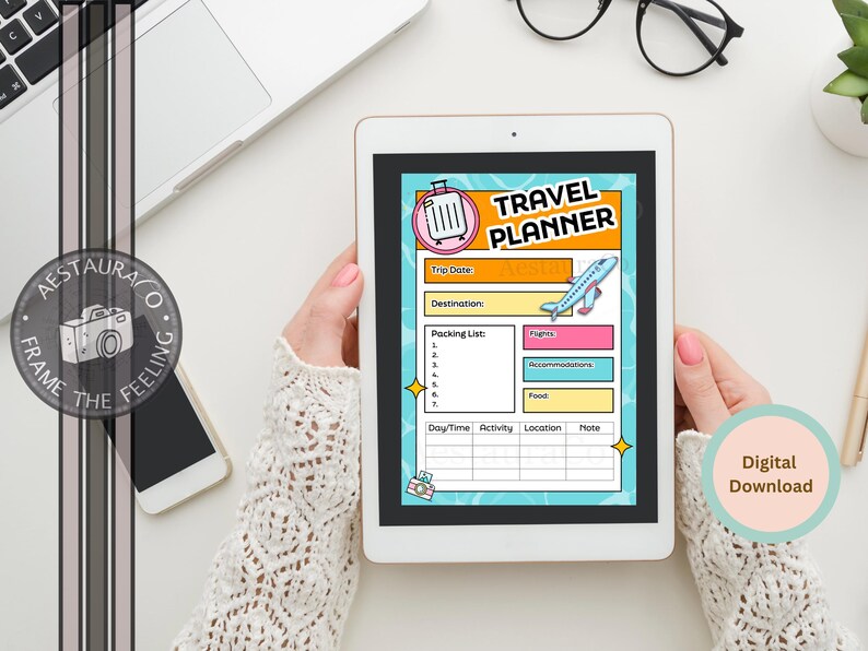 Travel Planner Printable PDF, One Page Travel Itinerary Template ...