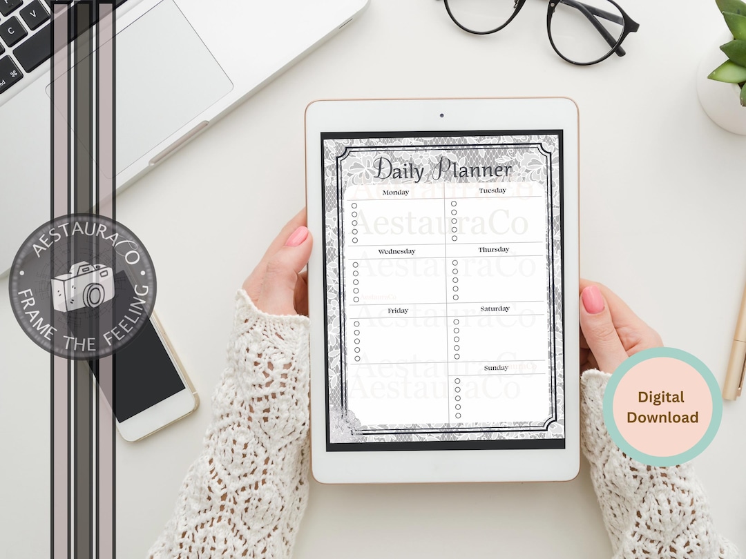 Lace Daily Planner Printable: 8.5x11 Undated PDF & JPEG - Etsy