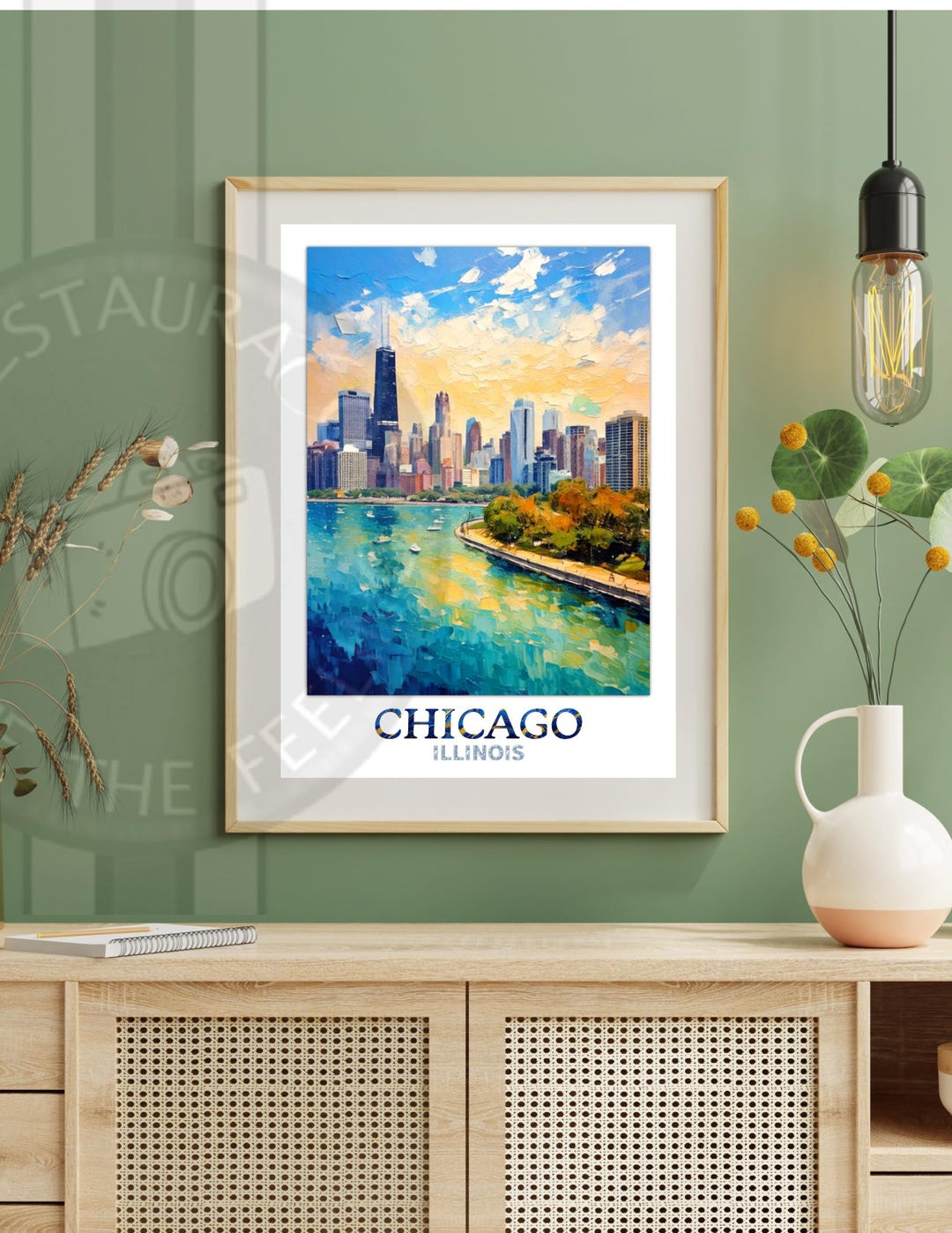 Chicago Skyline Wall Art Printable | Chicago Cityscape Poster ...