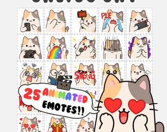 Animated Twitch Emotes: Calico Cat Emote Bundle, Chibi Cat, Discord ...