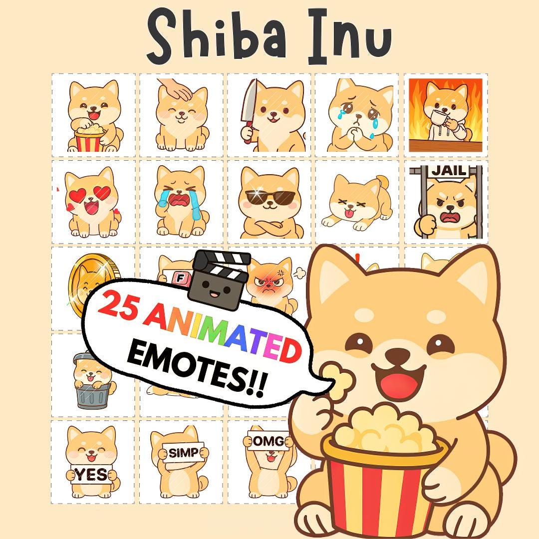 Mega Twitch Emote Pack | 25 Cute Dog Animated Emotes for Twitch Chat ...