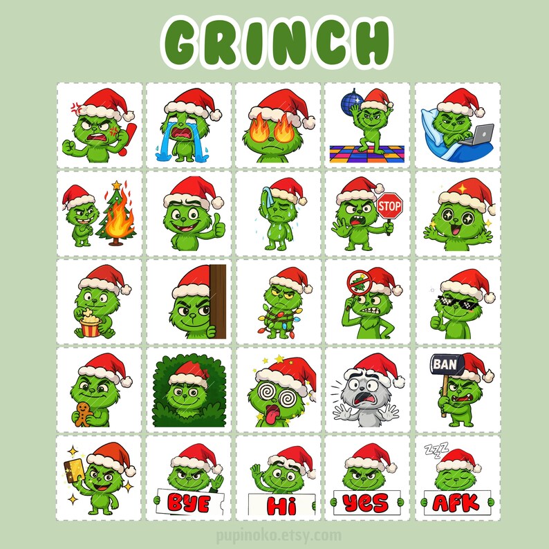 Christmas Animated Emotes: Grinch Twitch & Discord Emotes, Emote Bundle ...