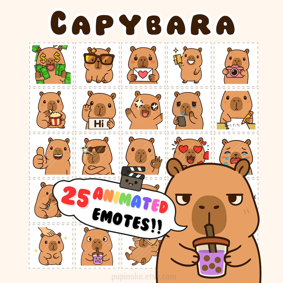 Animated Twitch Emotes, Capybara Animated Emotes, Emote Bundle, Discord ...