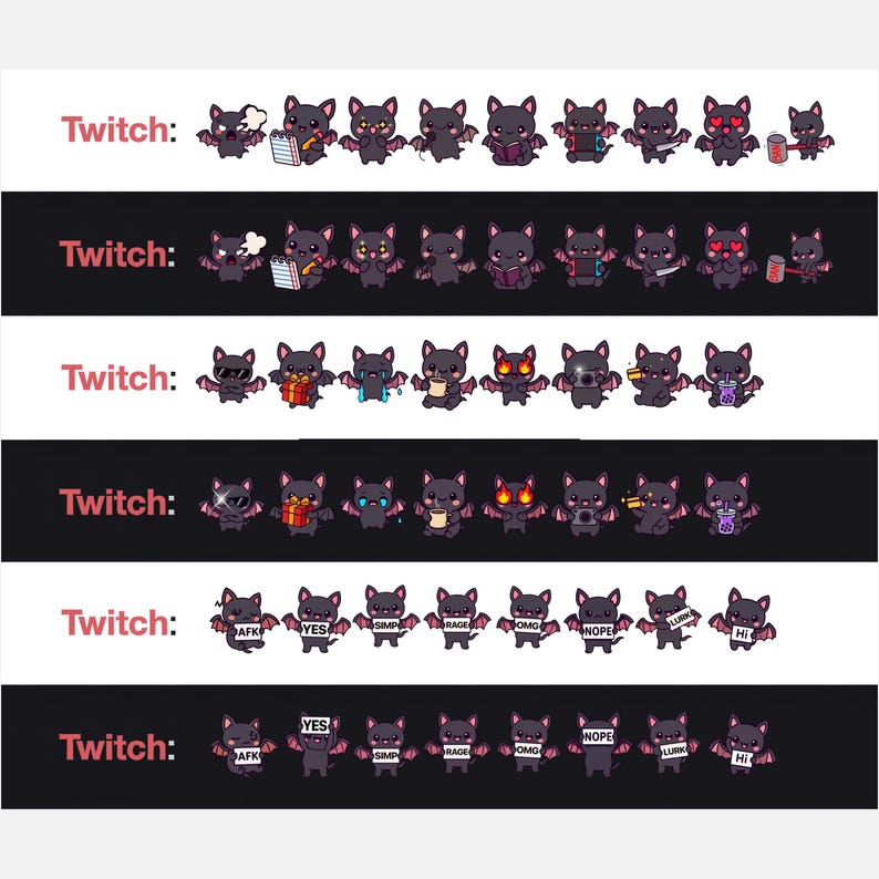 Animated Bat Twitch Emotes: Halloween Stream Assets, Discord, Kick (GIF ...