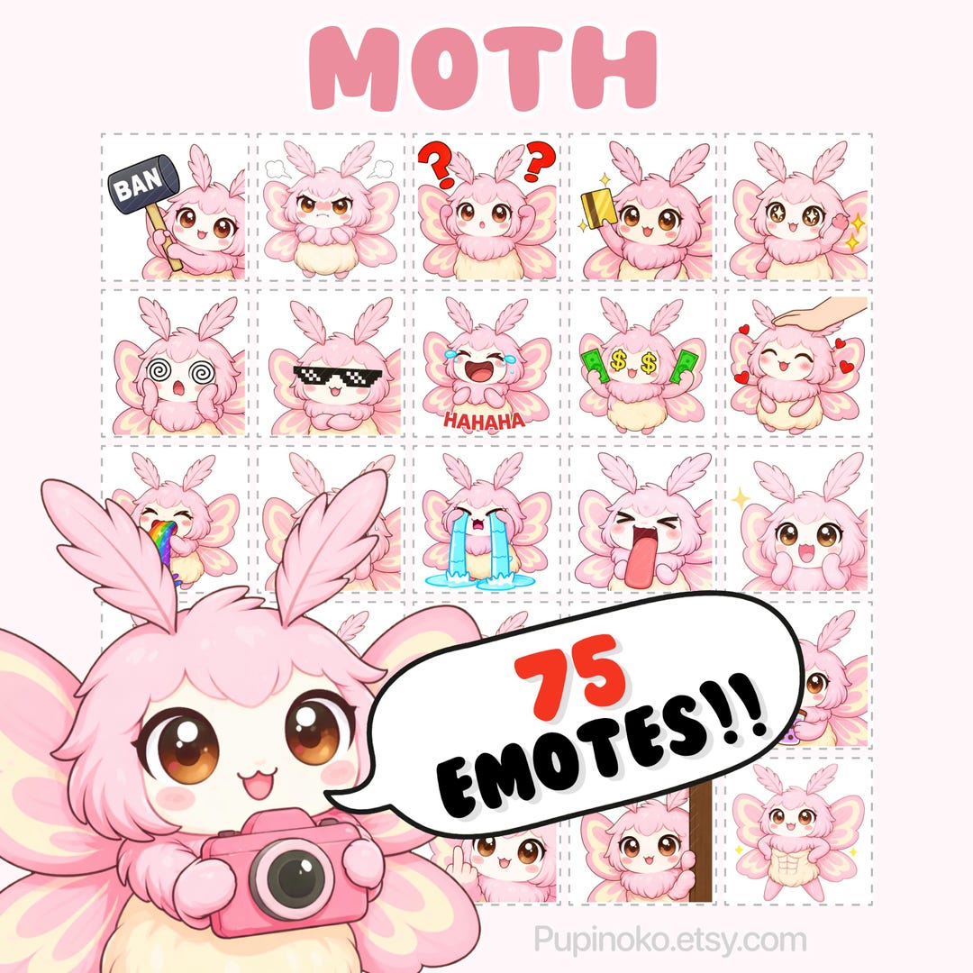 Twitch Emotes: Moth Emote Pack, Stream Assets, Discord Sticker Bundle ...