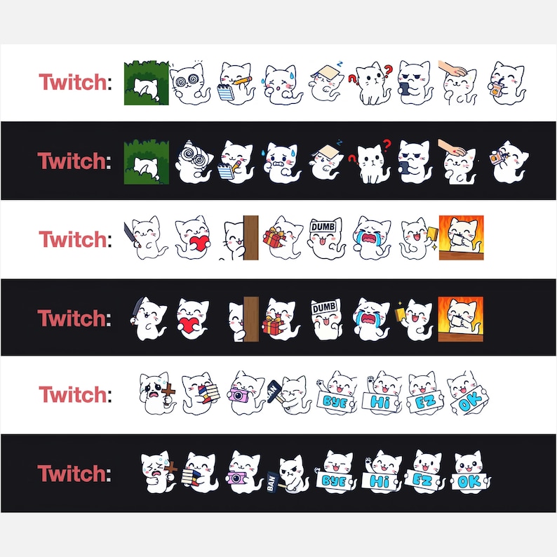 Animated Twitch Emotes: Ghost Cat Emote Bundle, Discord Chibi Emotes ...