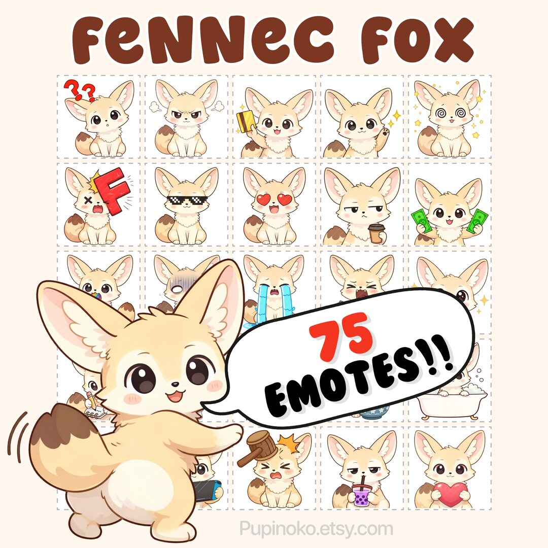 Twitch Emotes: Fennec Fox Emote Bundle Pack, Adorable Foxy, Chibi ...
