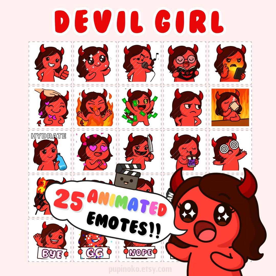 Animated Twitch Emotes: Demon Girl Emote Pack, Evil Emotes, Mega Emote ...