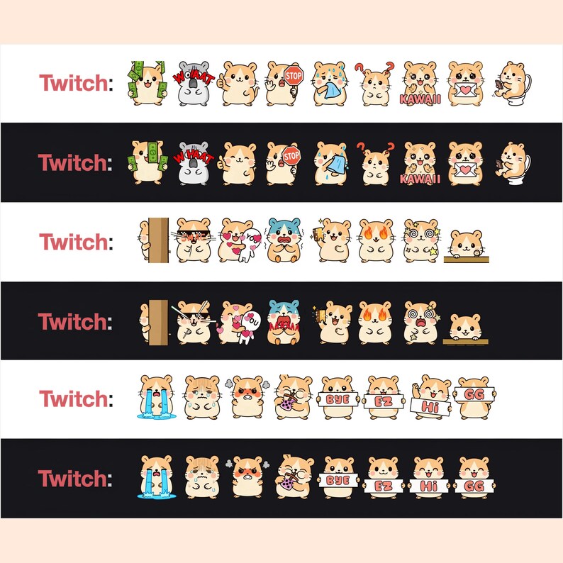 Animated Twitch Emotes: Hamster Emote Pack, Adorable Emojis, Discord ...