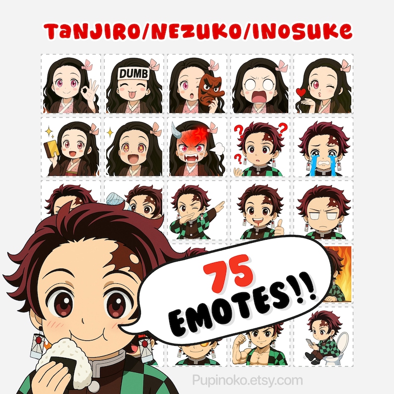 DEMON SLAYER Emotes, Twitch & Discord Emotes, Cute Chibi Pack, Anime ...