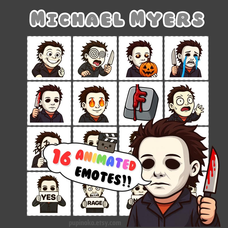 Michael Myers Animated Halloween Twitch Emotes (GIF) - Etsy