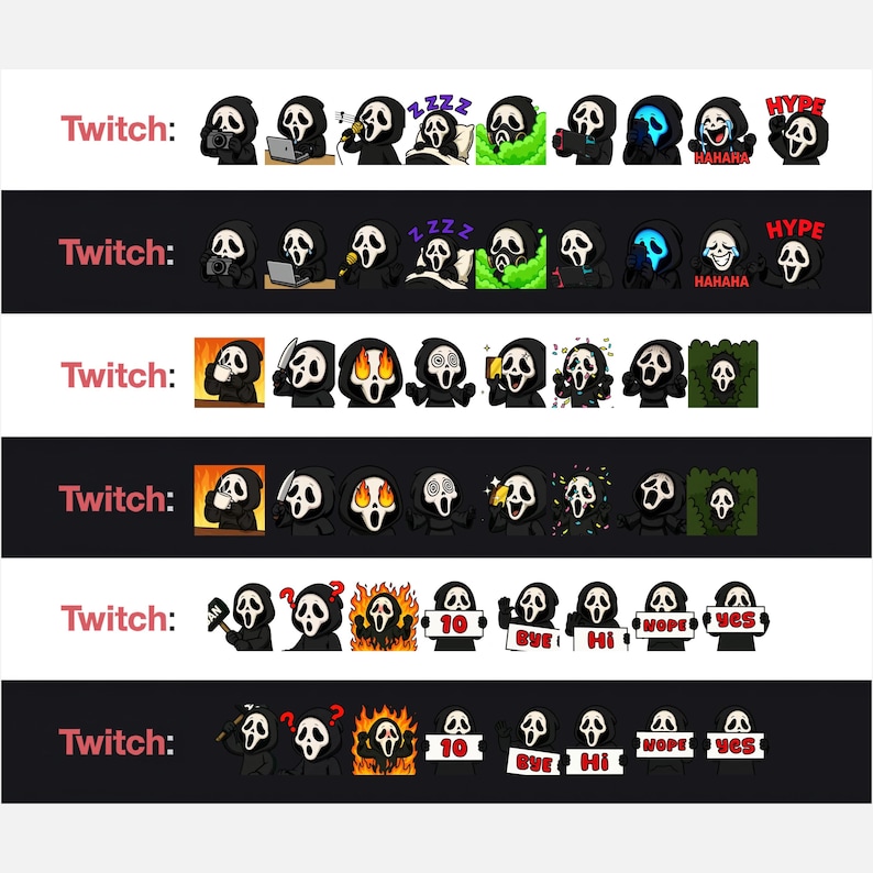 Animated Ghost Twitch Emotes: Halloween Reaper Pack, Stream Assets and ...