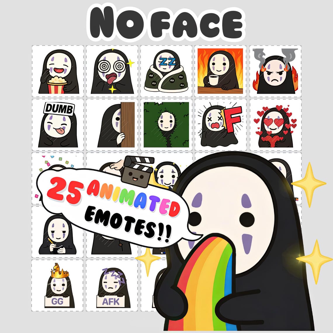 No Face Animated Emotes: Twitch Stream Pack (GIF) - Etsy