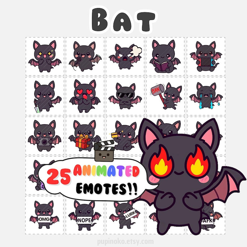 Animated Bat Twitch Emotes: Halloween Stream Assets, Discord, Kick (GIF ...