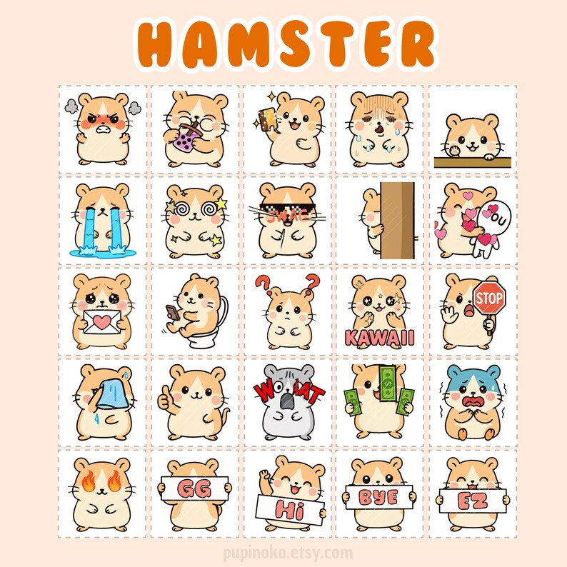 Animated Twitch Emotes: Hamster Emote Pack, Adorable Emojis, Discord ...