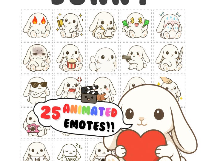 Animated Twitch Emotes, Bunny Animated Emotes, Twitch Emote Bundle ...