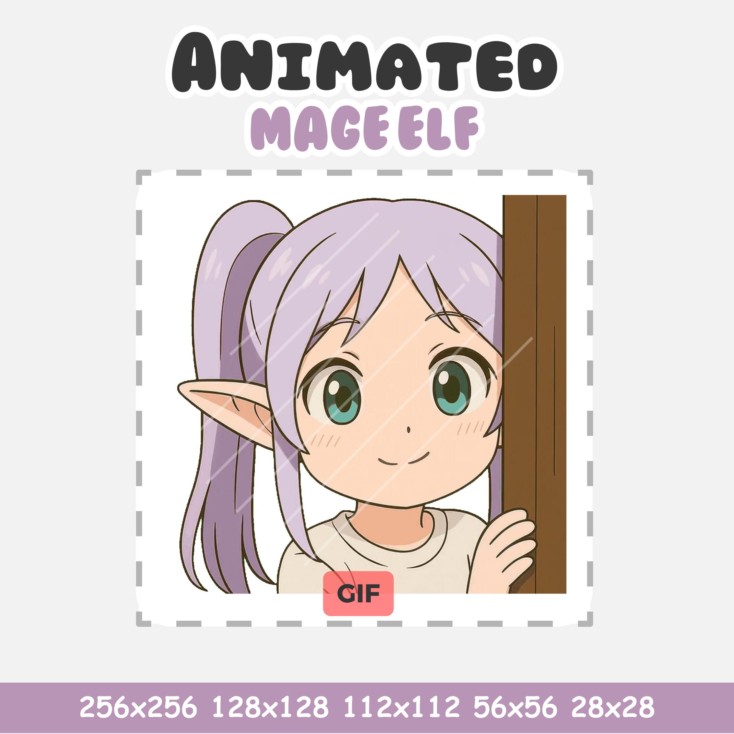 Animated Chibi Girl Emote: Mage Elf, Purple Hair (digital Download) - Etsy