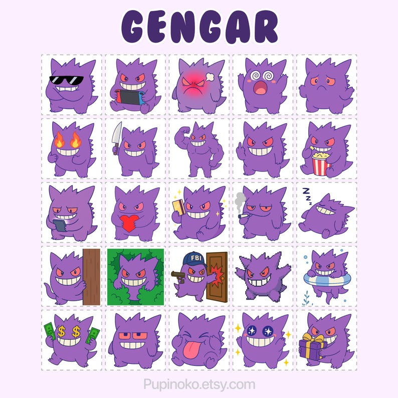 Gengar Twitch Emotes: Chibi Discord Emoji Pack, Stream Assets and ...