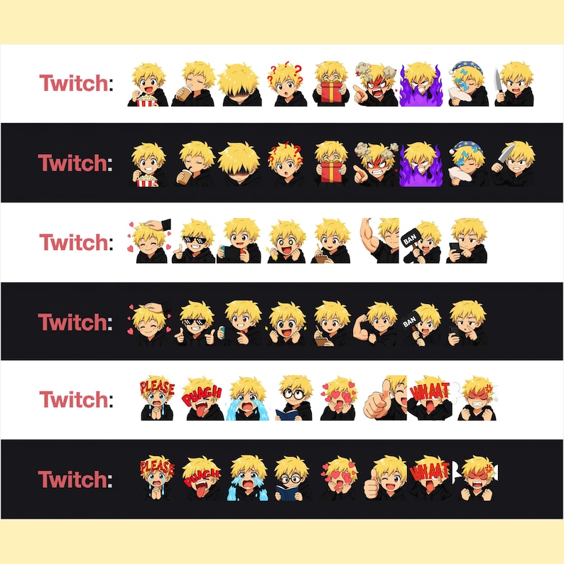 Animated Twitch Emotes: Chibi Boy Emotes, Blonde Hair, Discord Emote ...