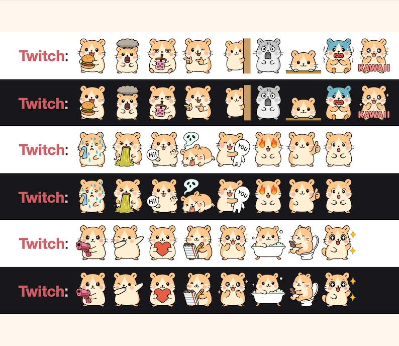 Twitch Emotes: Hamster Emote Bundle, Discord Stickers, Streaming Assets ...