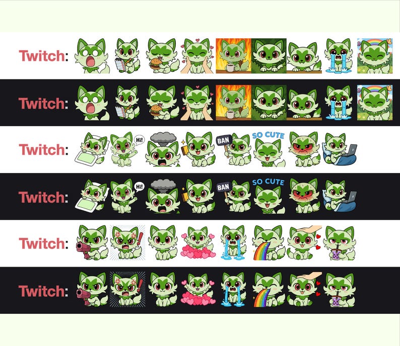 Cat Emotes: Discord & Twitch Emote Bundle Pack, Kawaii Gatito, Vtuber ...